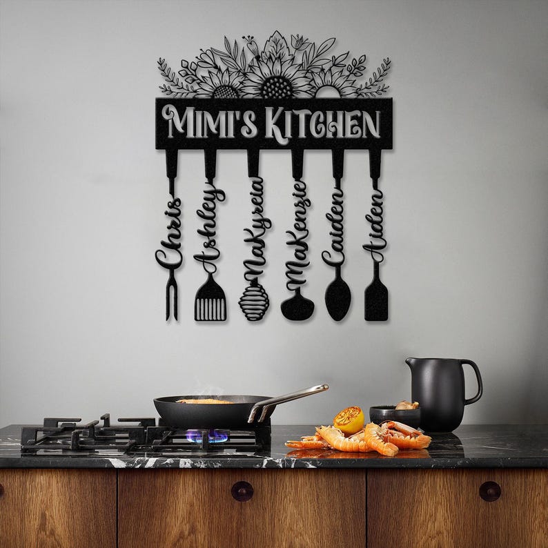 Custom Mimi's Metal Kitchen Sign With Led Light, Kitchen Decor, Name ...