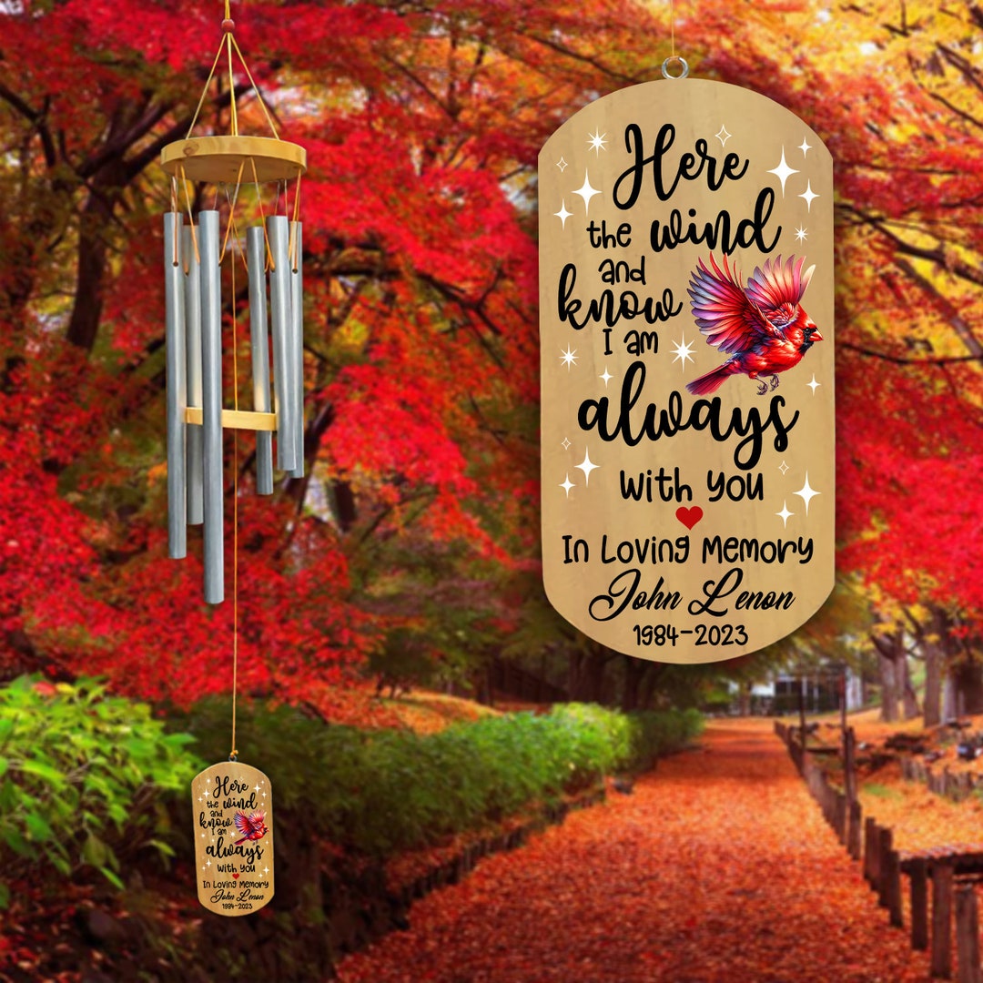 Personalized Cardinal Memorial Wind Chimes, Custom Wind Chimes, in ...