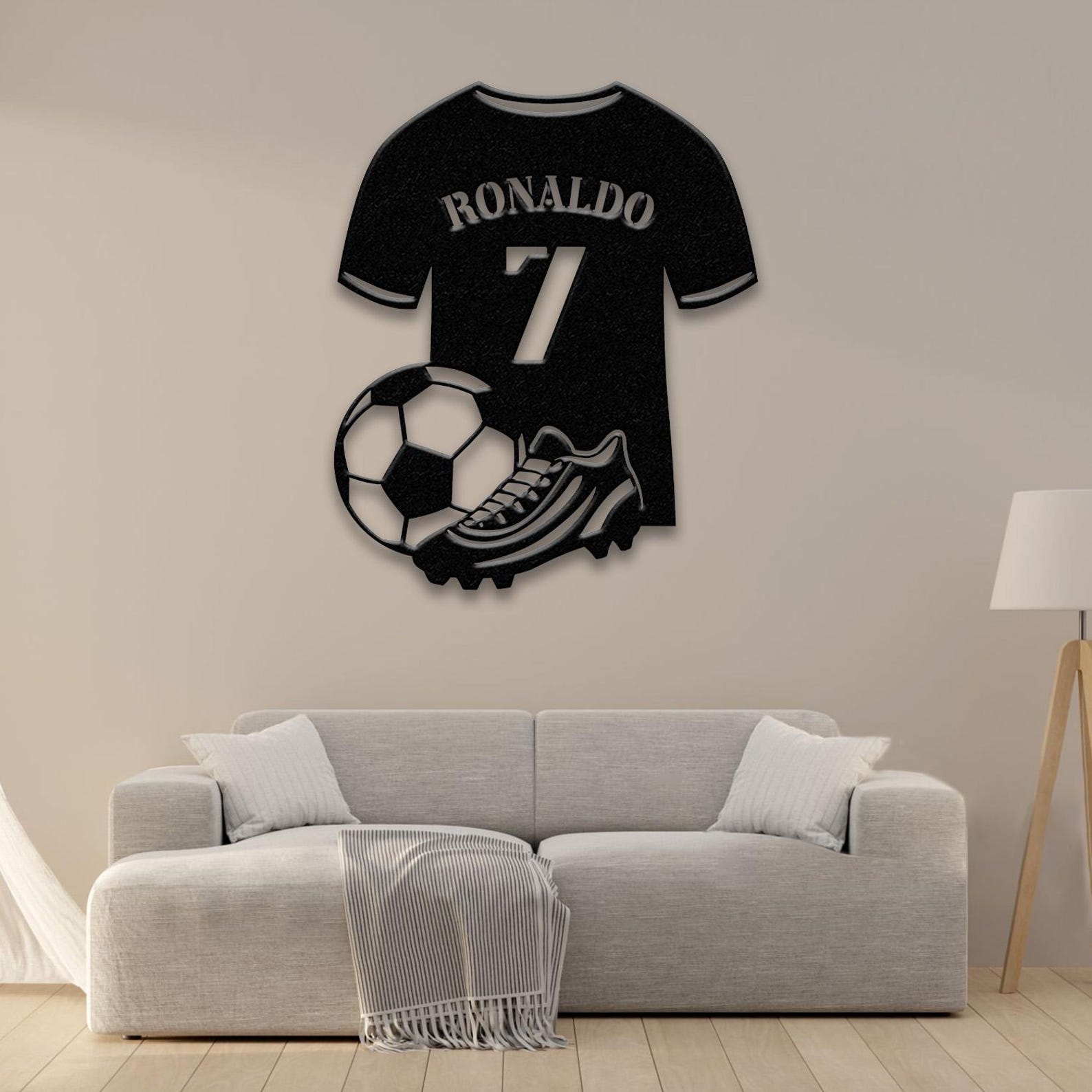 Custom Name Soccer LED Metal Art Sign, Light up Soccer Ball Name Metal ...