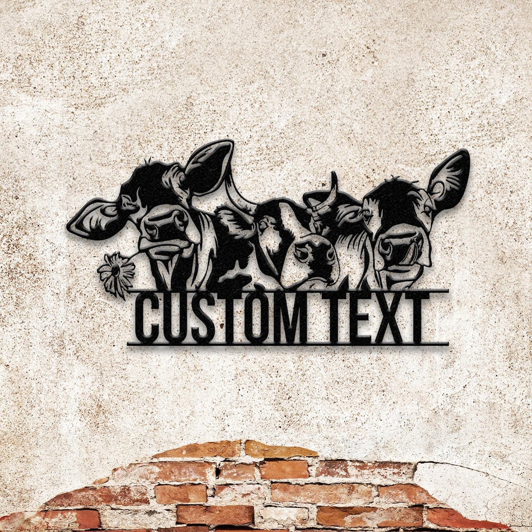 Custom Cow Metal Sign With Led Light, Cow Cattle Metal Wall Art, Custom ...