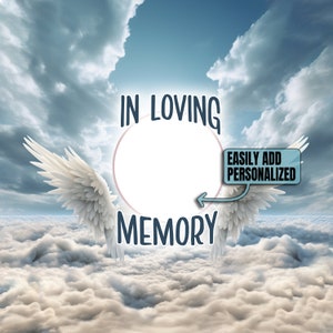 20 in Loving Memory Angel Wings Squares Frame Sublimation Design ...