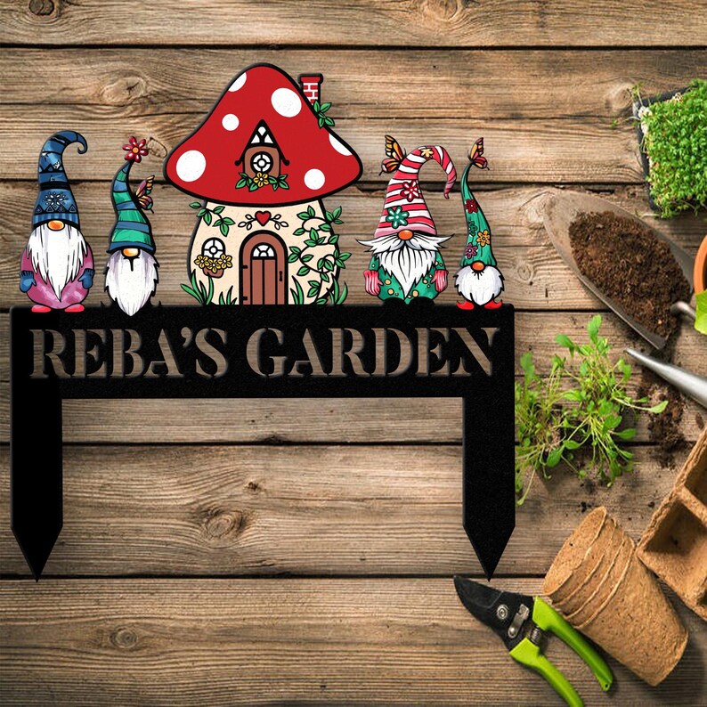Custom Gnome Yard Sign, Metal Gnome Garden Sign With Stake, Custom ...