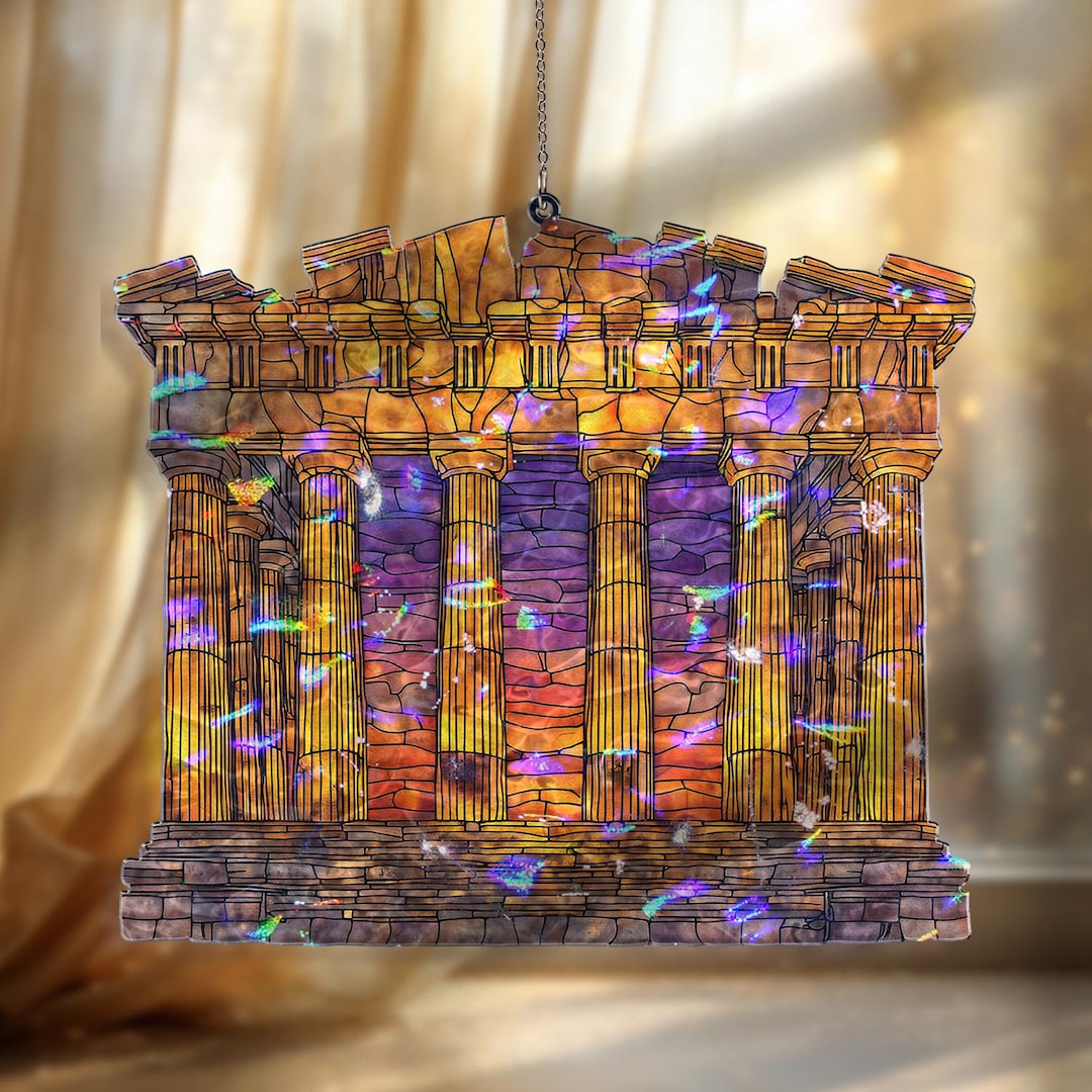 Parthenon Acrylic Suncatcher, Ancient Greek Temple Window Hanging With ...