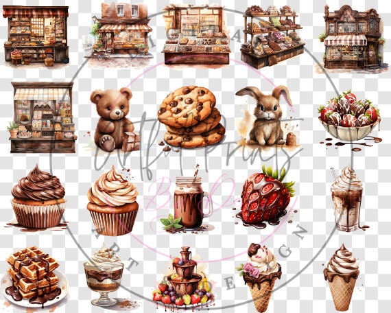 Chocolate Watercolor Clipart Bundle, Chocolate Sweets, Chocolate PNG ...