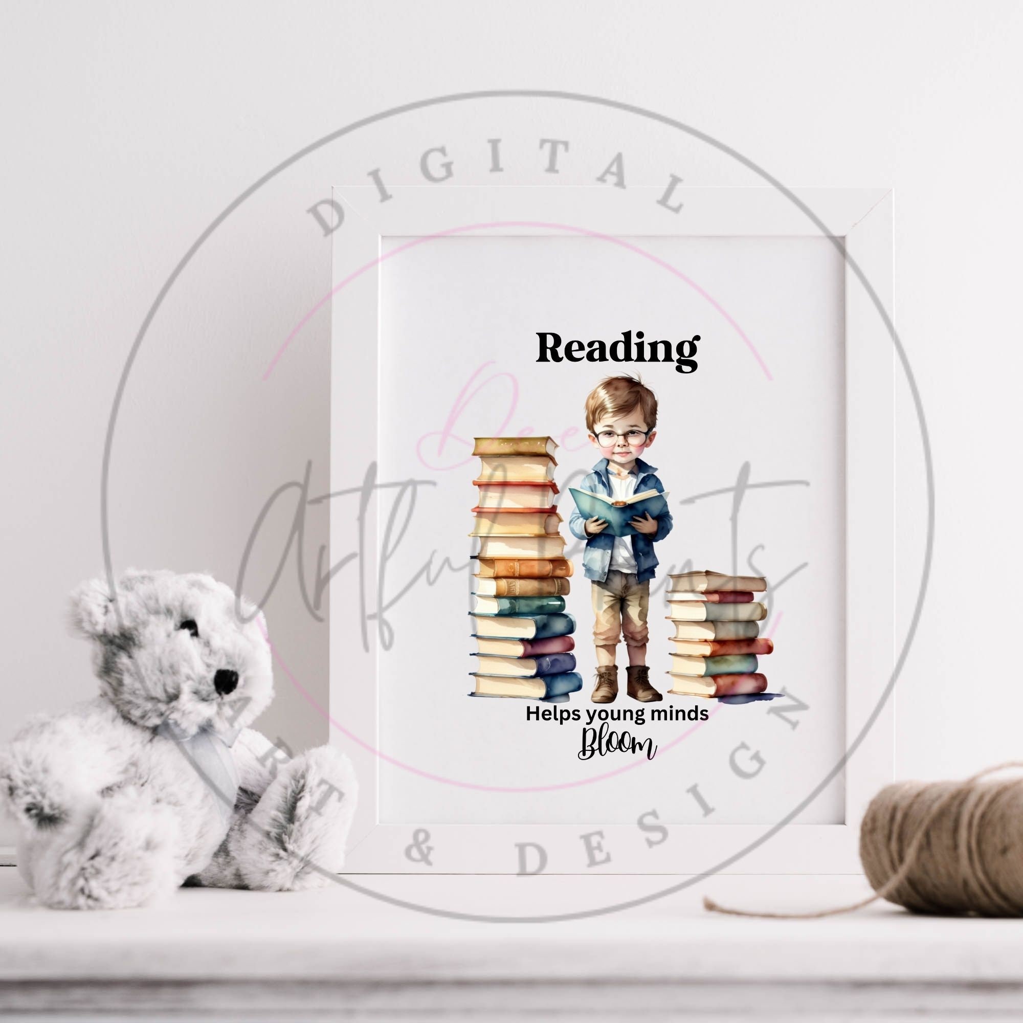 Watercolor Kids Reading Clip Art PNG Bundle 300dpi Kids Book Clipart ...