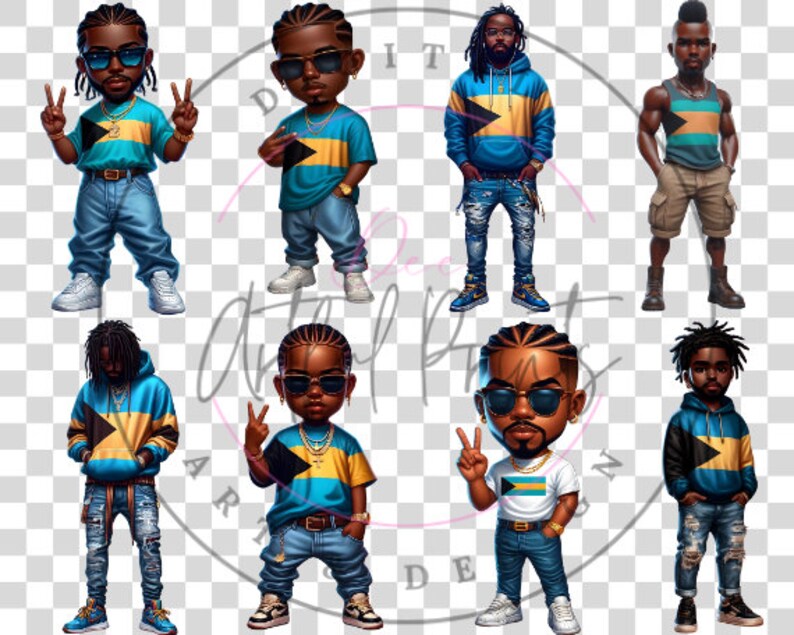 Bahamas Men Clipart Bundle, Bahamian Man, Caribbean Flag, Black Man ...