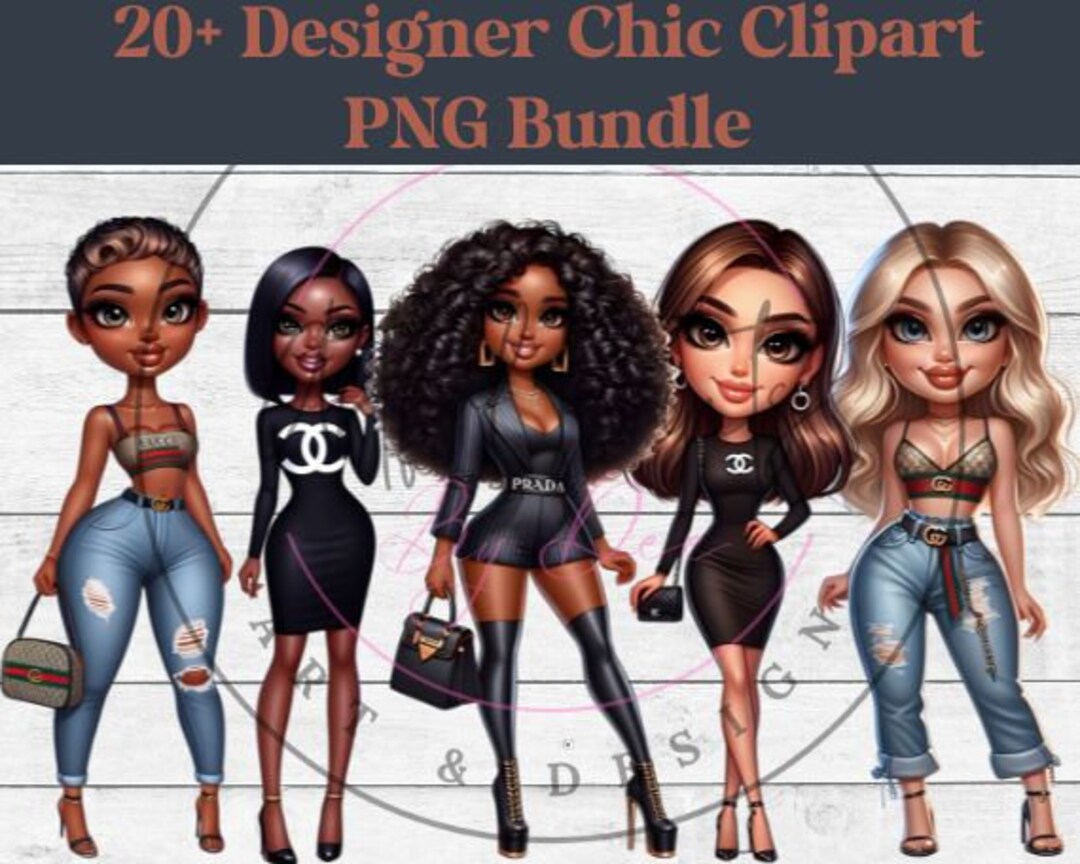 Designer Chic Clipart Bundle, That Girl, Fashion Girl PNG Bundle ...
