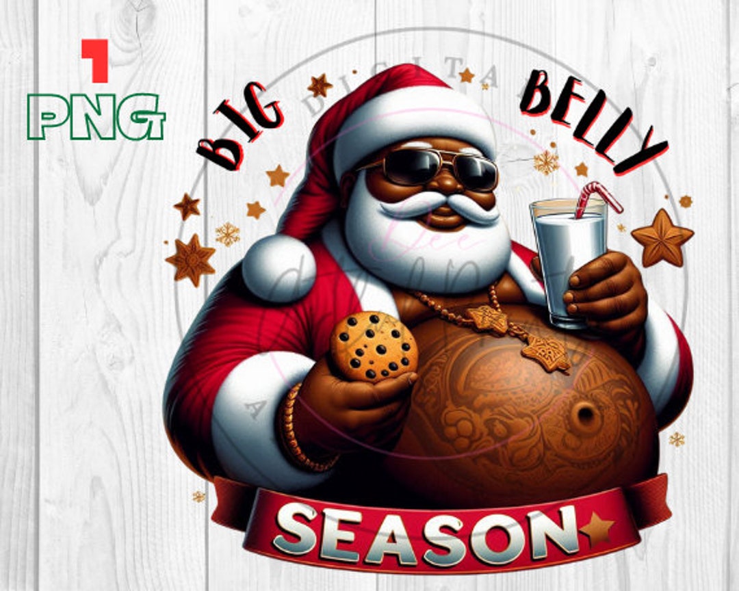 Black Santa Big Belly Season Png, Santa Claus Clipart, Funny Christmas ...