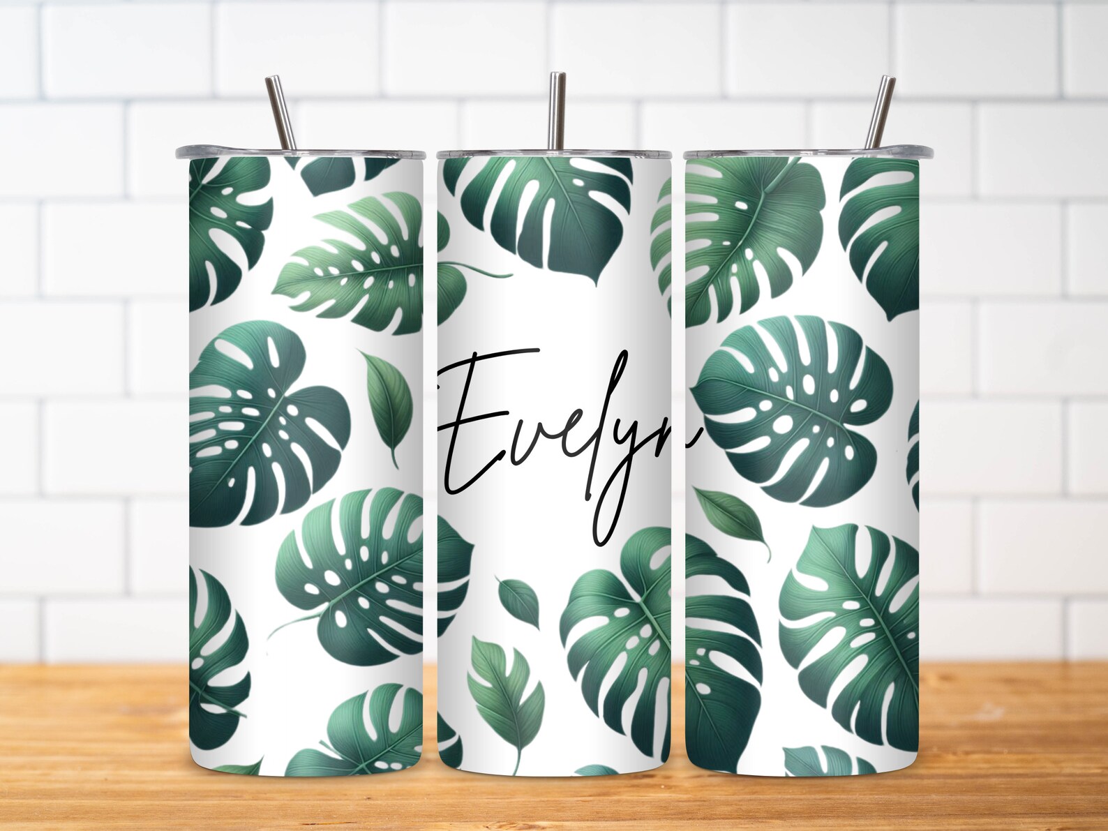 Monstera Add Your Name Wrap, Plants Lovers, Monstera Pattern 20oz ...