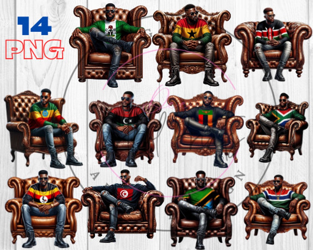 African Men on Throne Clipart Bundle, African Man, Fashion Men Clip Art ...
