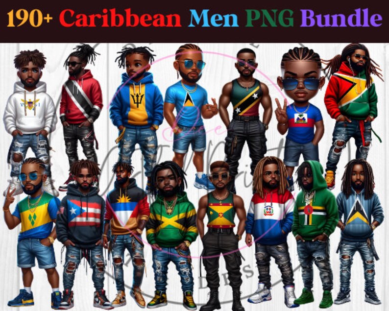 Caribbean Men Clipart Bundle, Caribbean Men, Fashion Men Clip Art ...