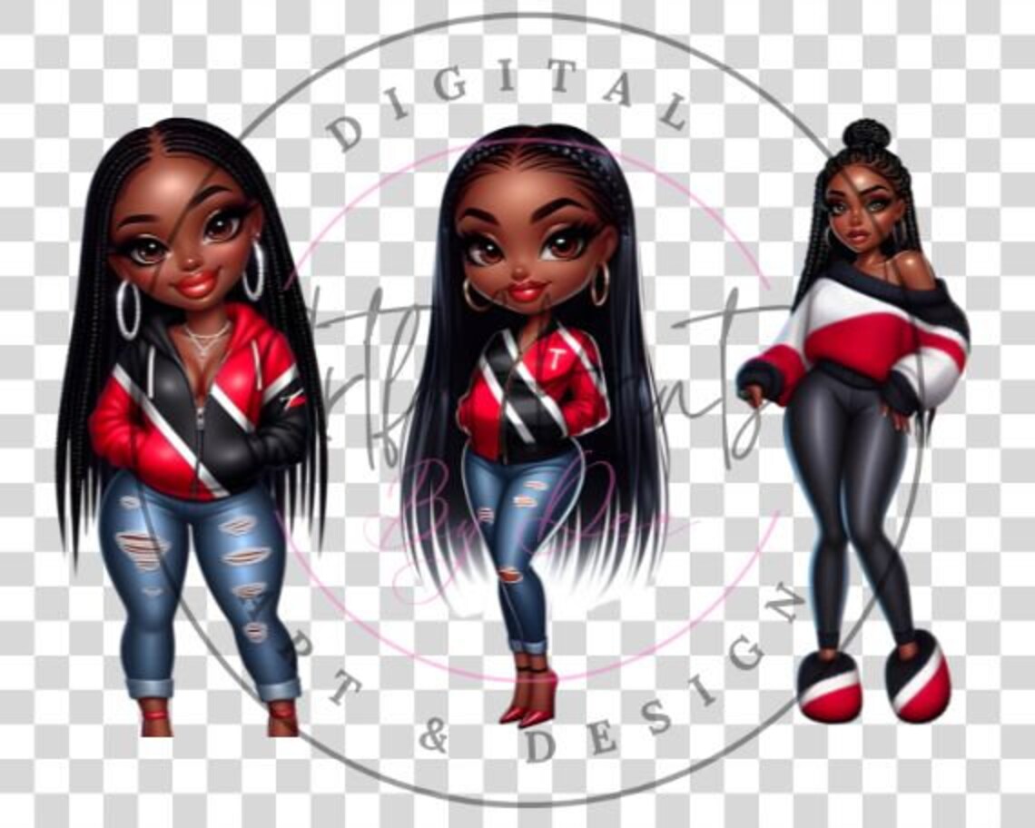 Trinidadian Girl Clipart Bundle, Trinidad Woman, Fashion Girl Clip Art ...