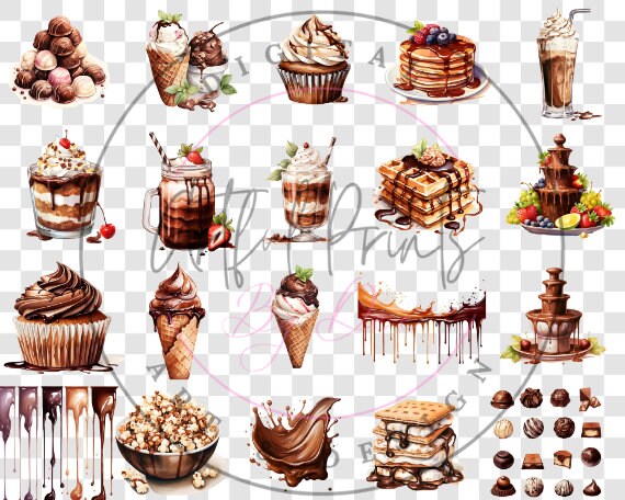 Chocolate Watercolor Clipart Bundle, Chocolate Sweets, Chocolate PNG ...