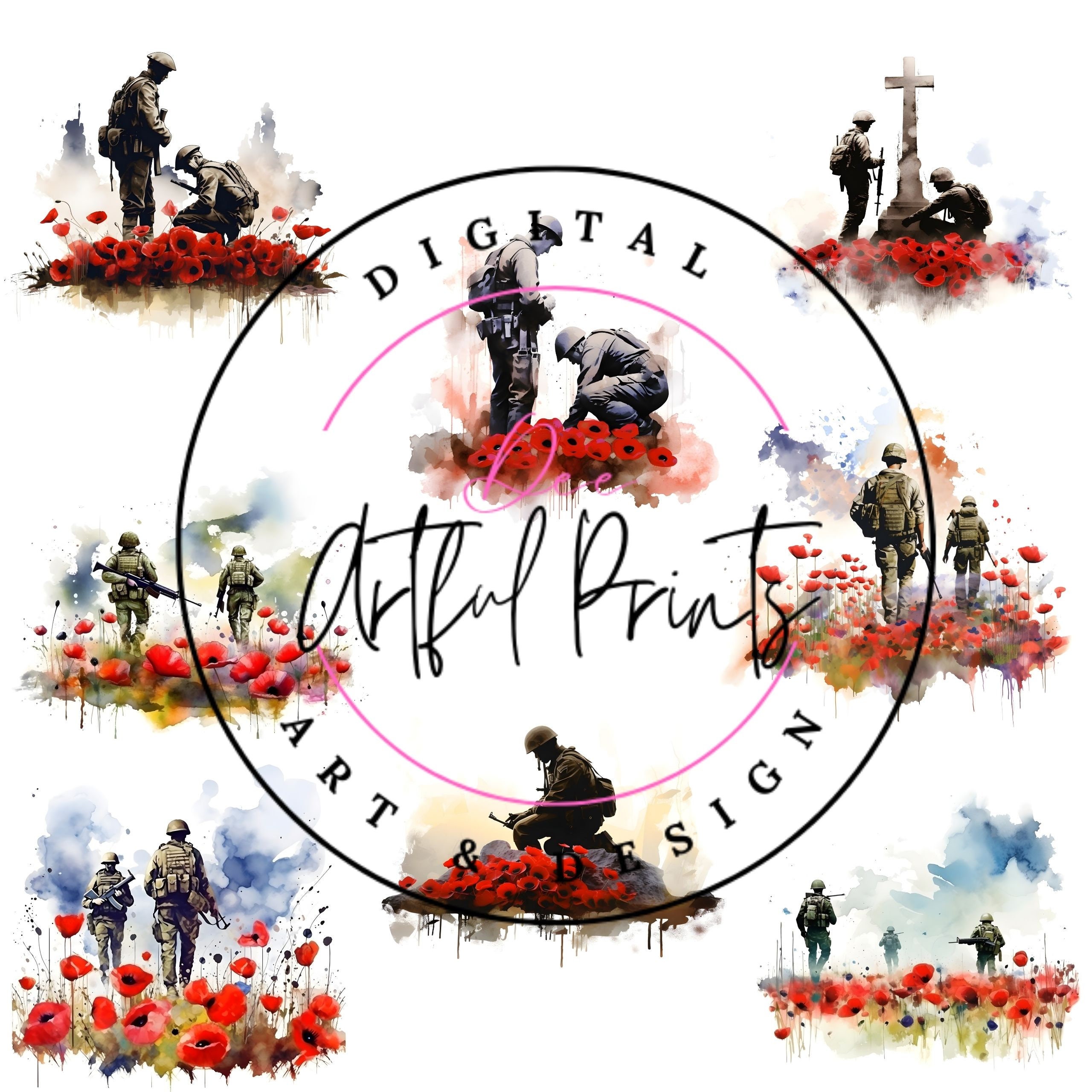 Watercolor Soldiers| Watercolor Poppies Images| Remembrance Clipart ...