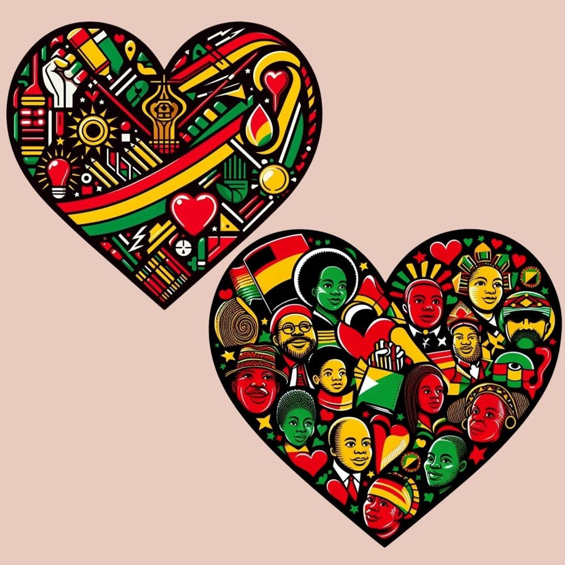 10 Black History Heart Png One Love Png Black History Clipart BMH Png ...