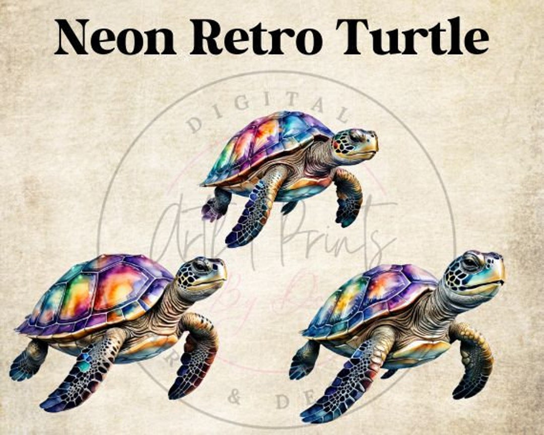 3 Neon Sea Turtle Clipart Bundle, Tortoise Png, Sublimation Files ...