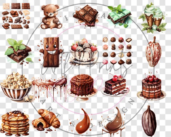 Chocolate Watercolor Clipart Bundle, Chocolate Sweets, Chocolate PNG ...