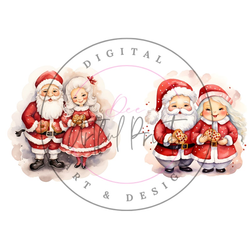 Cute Vintage Santa Claus JPG Images Mr & Mrs Claus Xmas JPG Clipart ...
