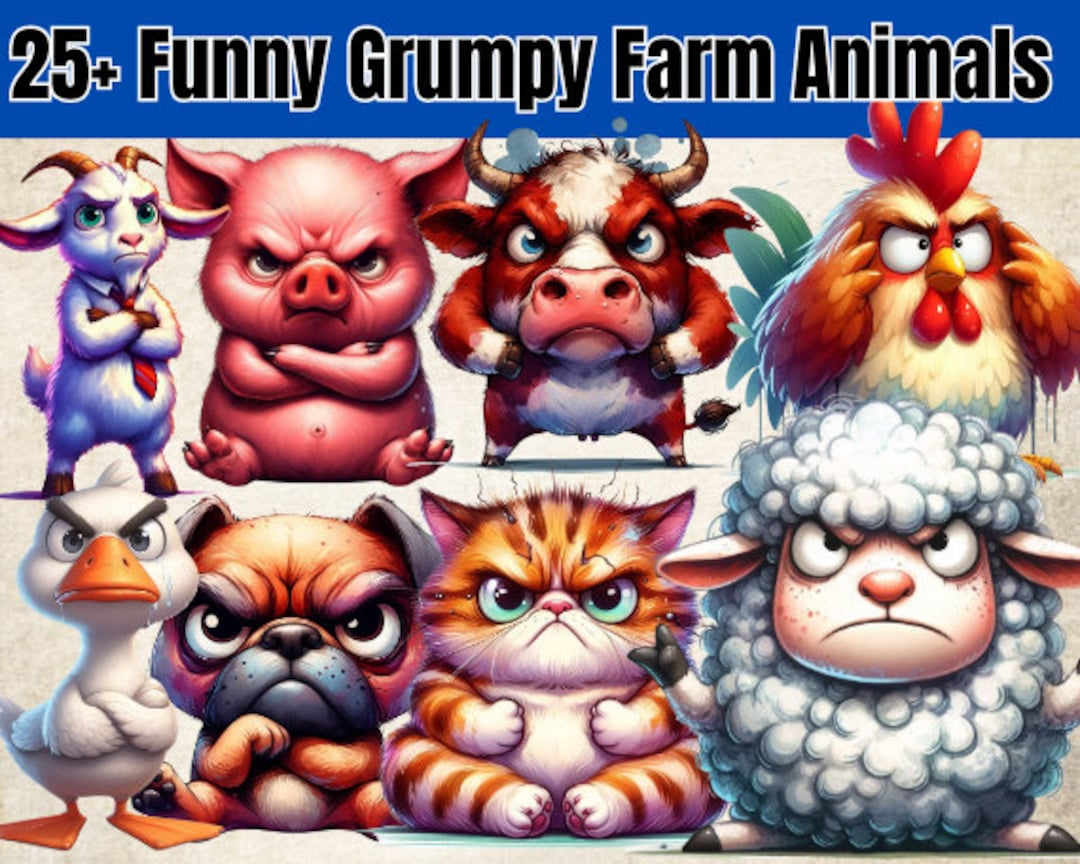 Funny Grumpy Farm Animals Clipart, High Quality Transparent Pngs ...