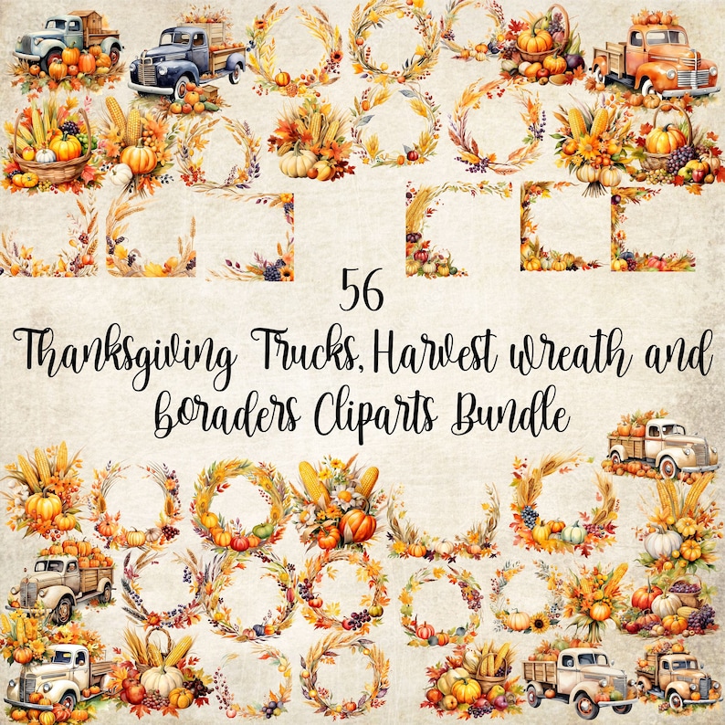 Thanksgiving Clipart Mega Bundle Holiday Meal Illustrations ...