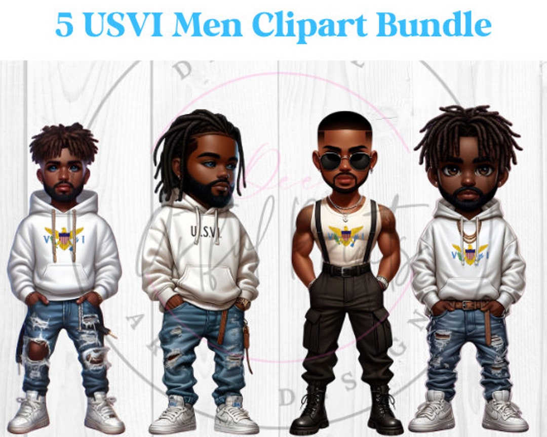 USVI Men Clipart Bundle, Virgin Islands Man, Caribbean Flag, Black Man ...