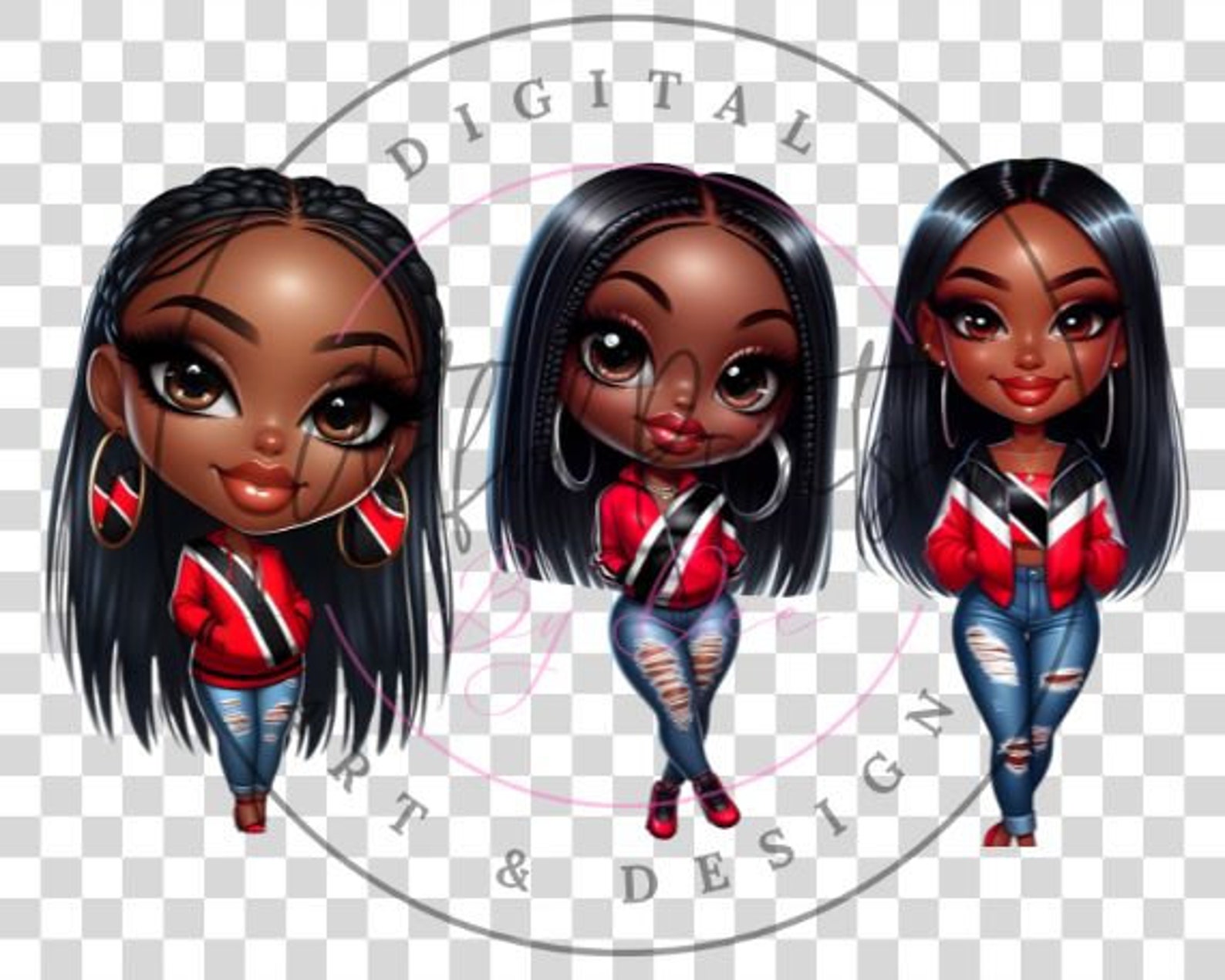 Trinidadian Girl Clipart Bundle, Trinidad Woman, Fashion Girl Clip Art ...