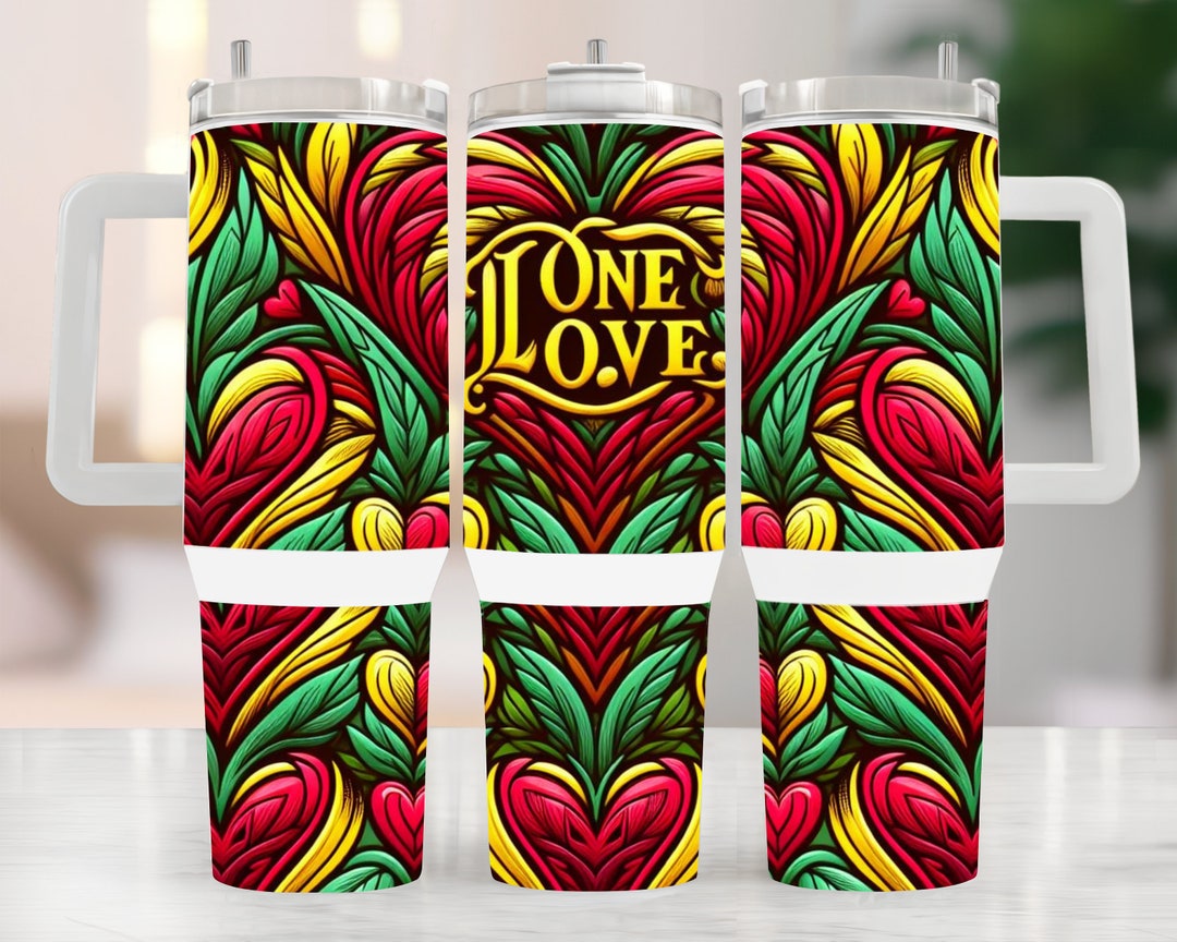 Rasta Colors One Love 40oz Quencher Tumbler Wrap, Ice Gold and Green ...