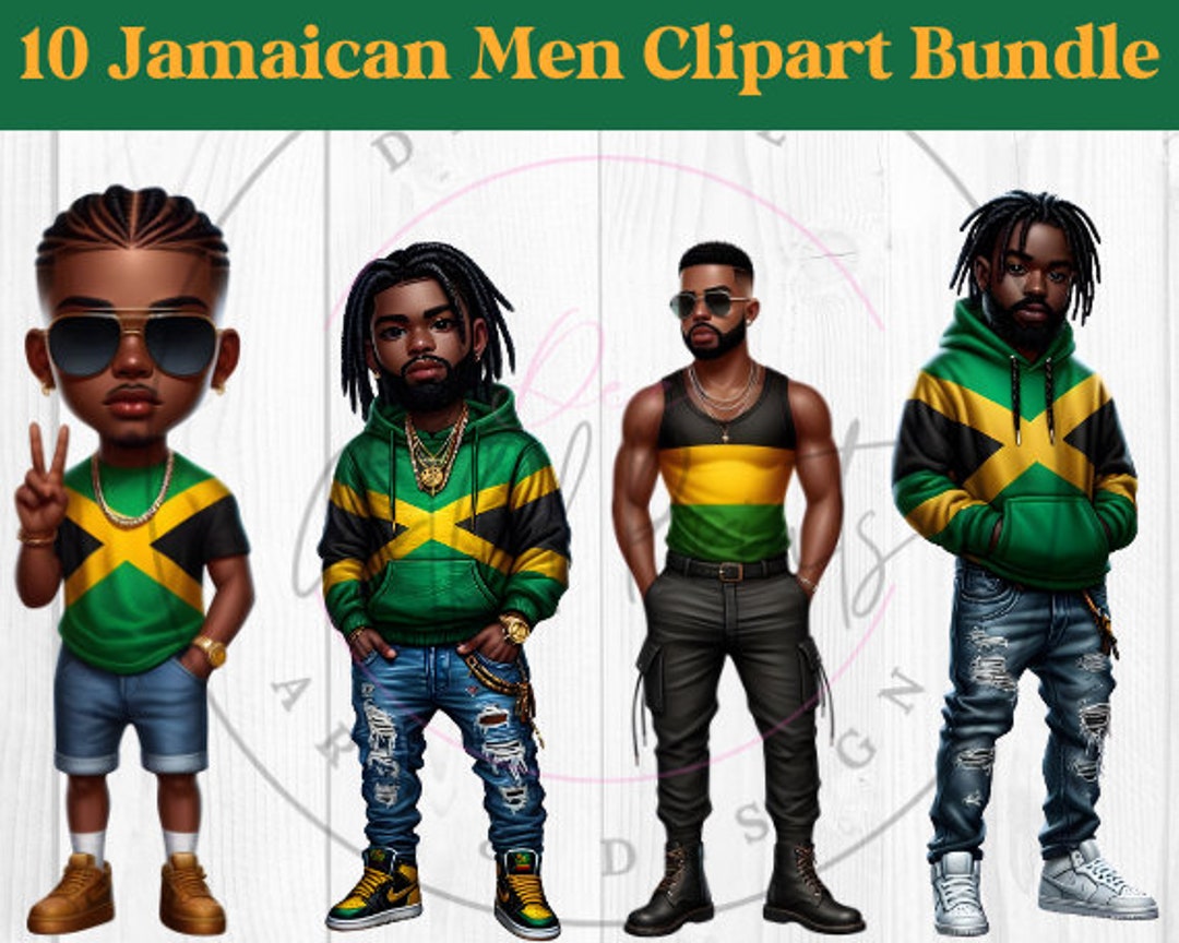 Jamaica Men Clipart Bundle, Jamaica Man, Caribbean Flag, Black Man ...