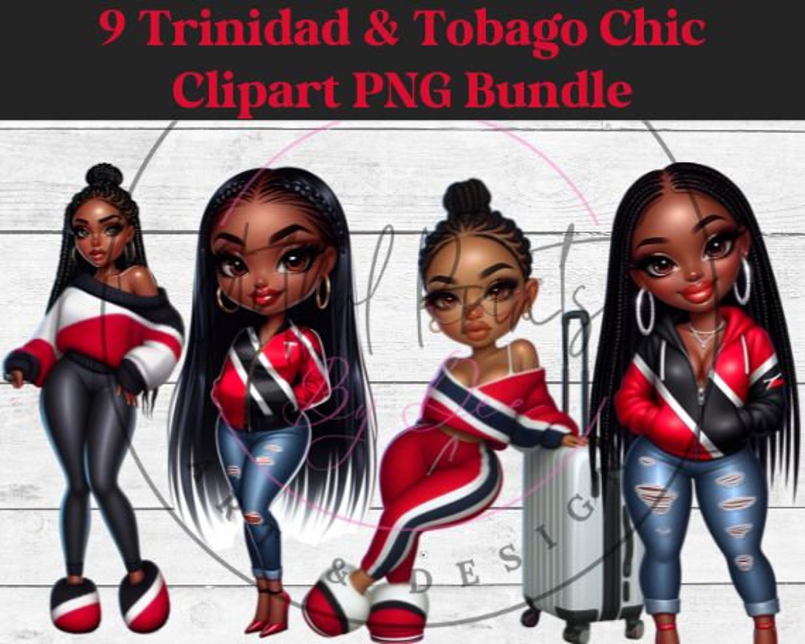 Trinidadian Girl Clipart Bundle, Trinidad Woman, Fashion Girl Clip Art ...