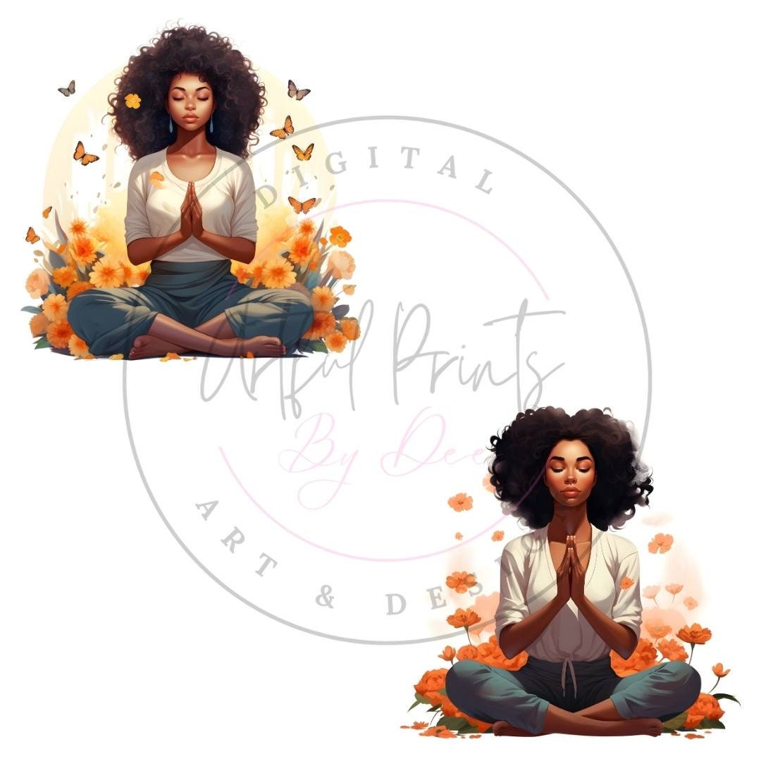 11 Floral Praying Black Woman, Christian Woman Png, Praying Png, Watercolor Clipart Bundle ...