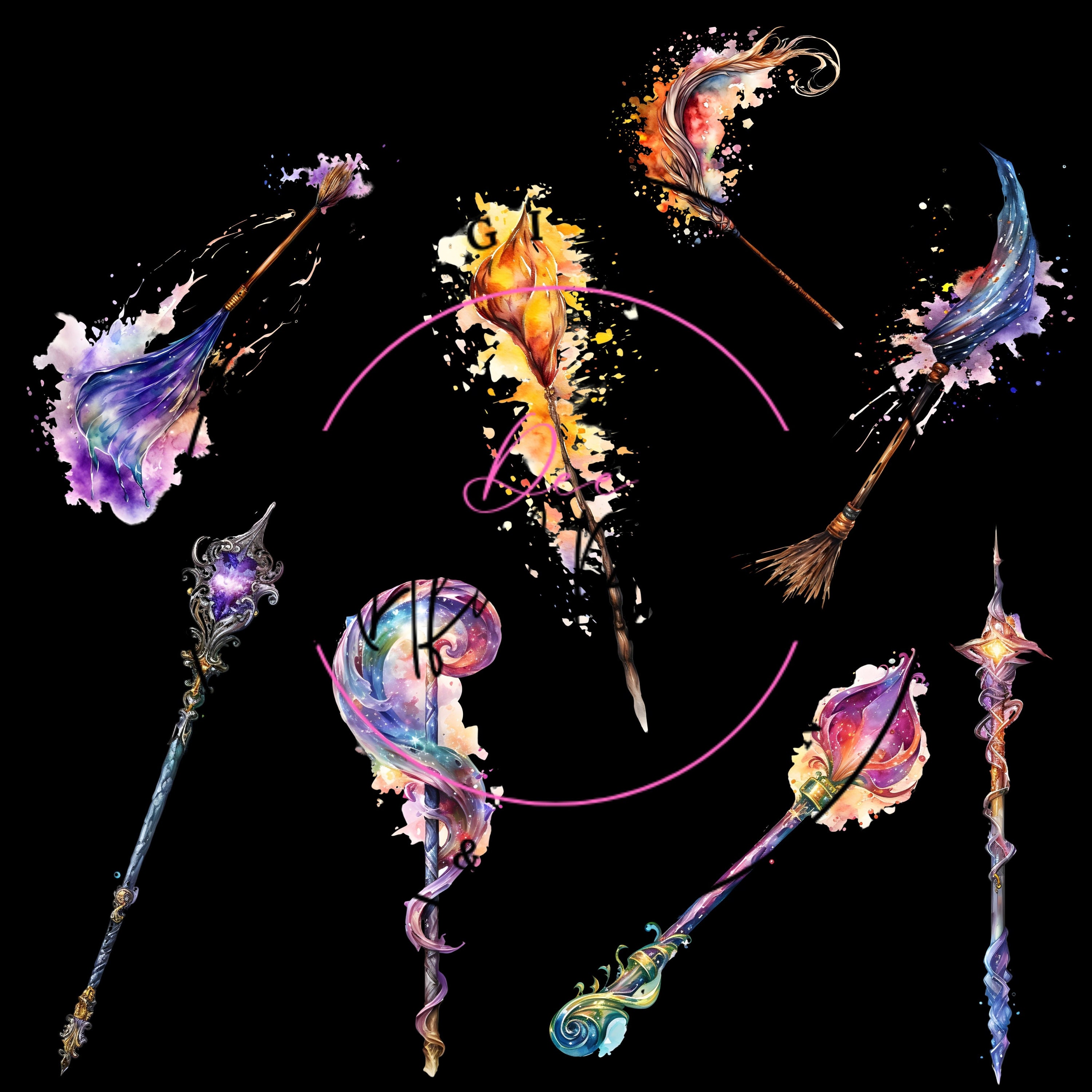 Watercolor Magic School Clip Art Bundle| Magic Wand, Witches and ...