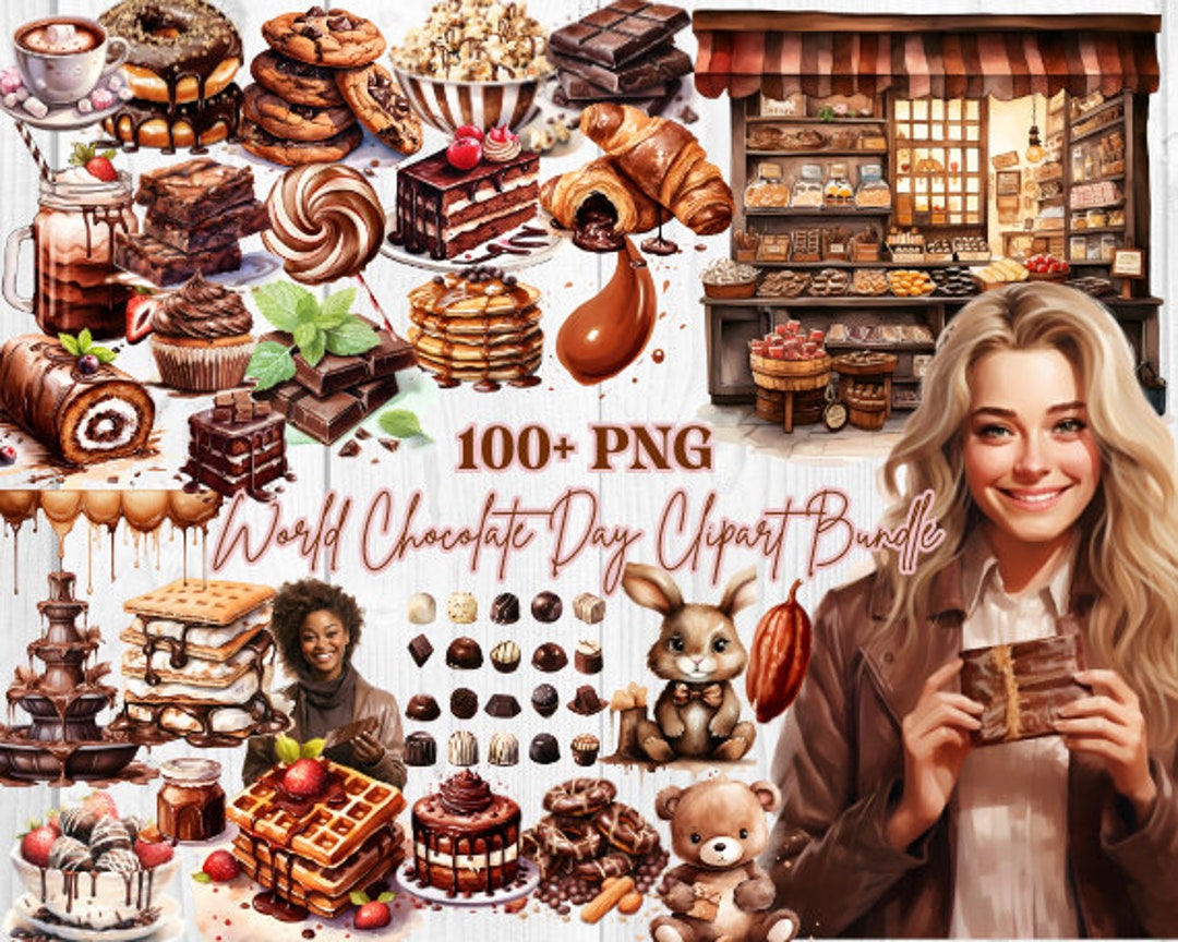 Chocolate Watercolor Clipart Bundle, Chocolate Sweets, Chocolate PNG ...
