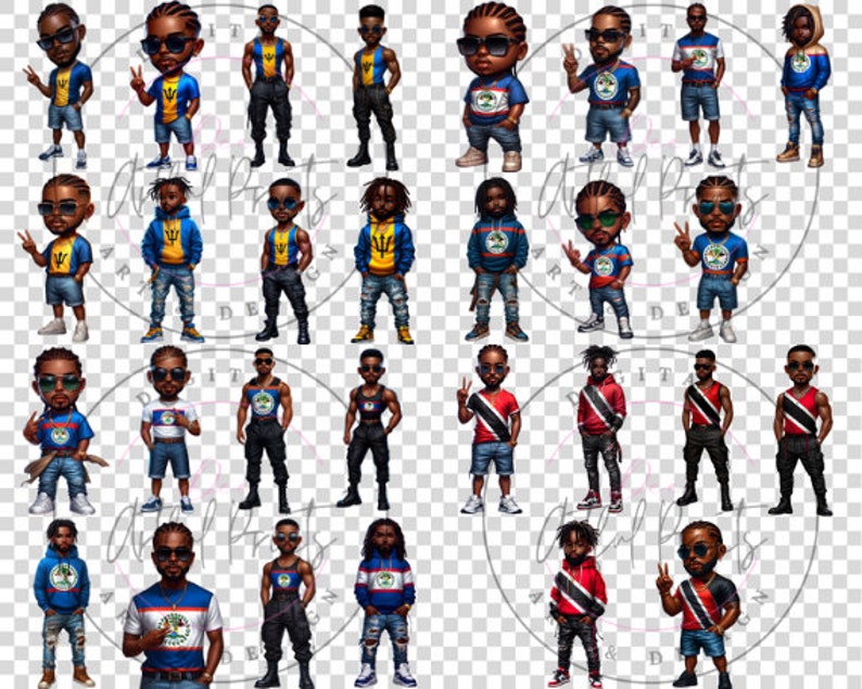 Caribbean Men Clipart Bundle, Caribbean Men, Fashion Men Clip Art ...