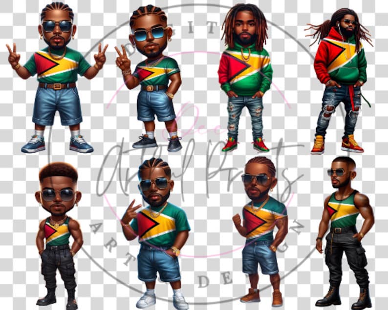 Guyana Men Clipart Bundle, Guyanese Man, Caribbean Flag, Black Man ...