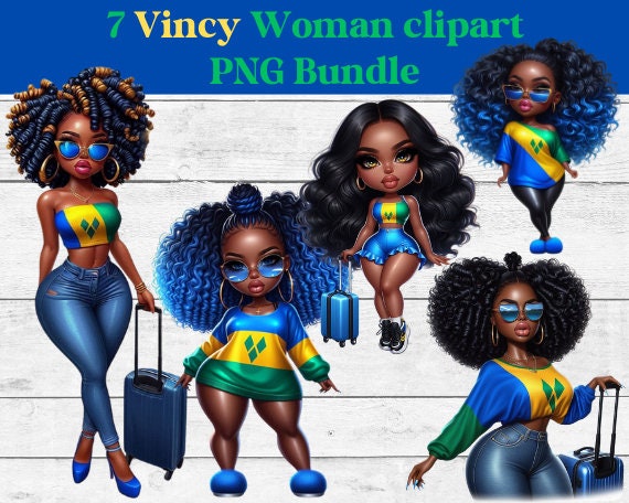 Saint Vincent and the Grenadines Girl Clipart Bundle, Vincy Woman ...