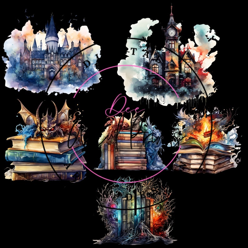 Watercolor Magic School Clip Art Bundle Magic Wand, Witches and Wizards ...