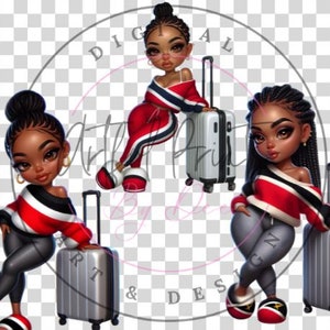 Trinidadian Girl Clipart Bundle, Trinidad Woman, Fashion Girl Clip Art ...