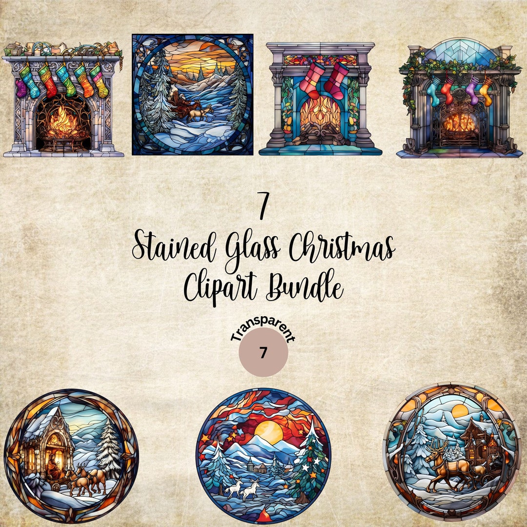 Stained Glass Christmas Bundle PNG Christmas Stained Glass - Etsy