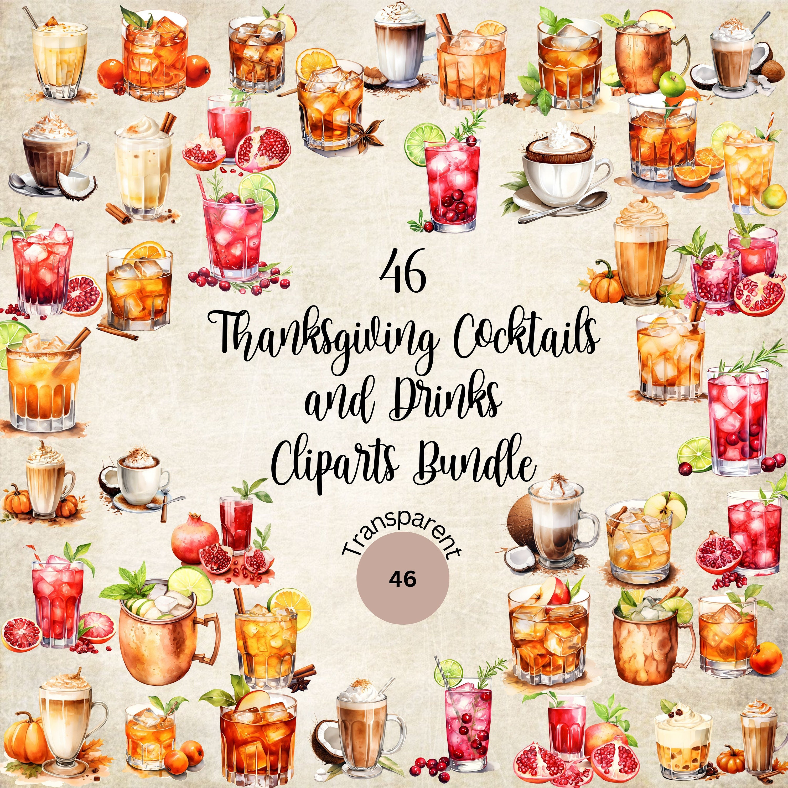 Thanksgiving Clipart Mega Bundle Holiday Meal Illustrations ...