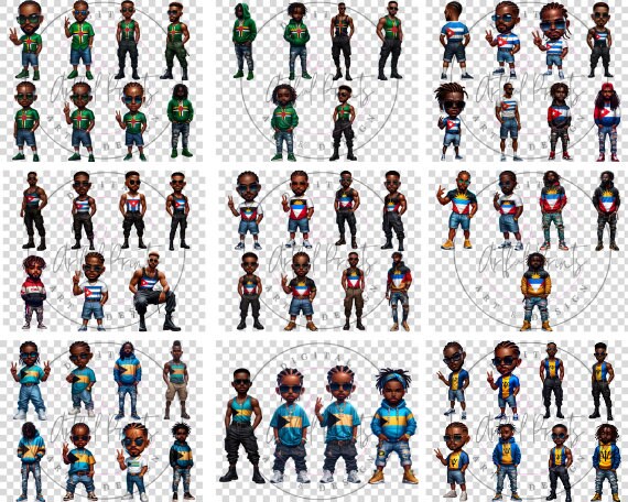 Caribbean Men Clipart Bundle, Caribbean Men, Fashion Men Clip Art ...