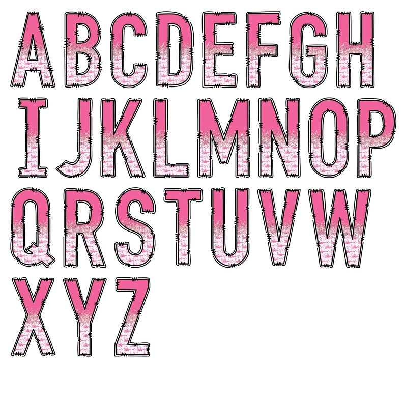 Breast Cancer Awareness Alphabet Letters PNG Files | Alpha Doodle ...
