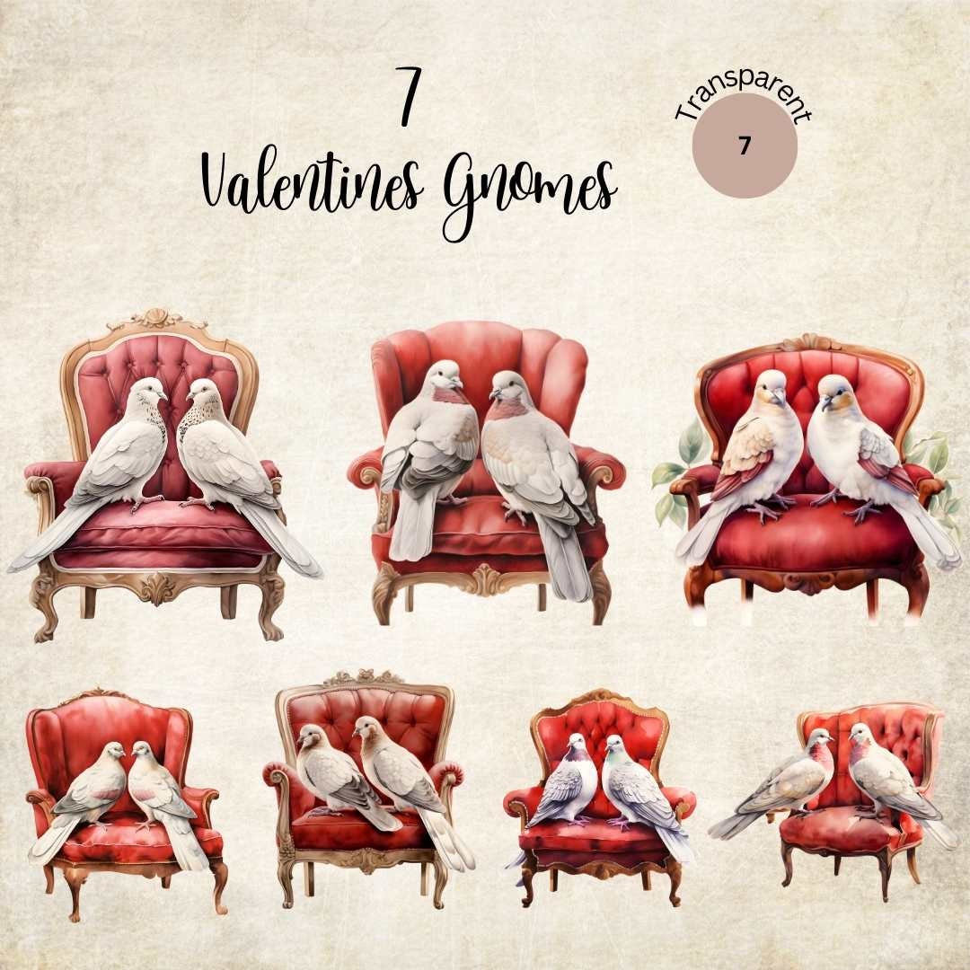 7 Valentine Dove Clipart Love Doves Png Valentines Clipart Bundle - Etsy