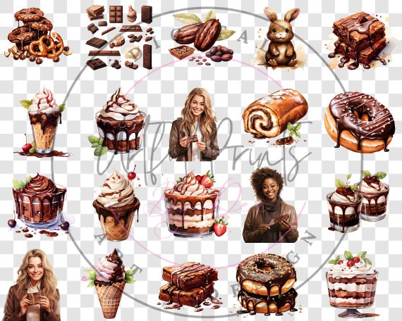 Chocolate Watercolor Clipart Bundle, Chocolate Sweets, Chocolate PNG ...