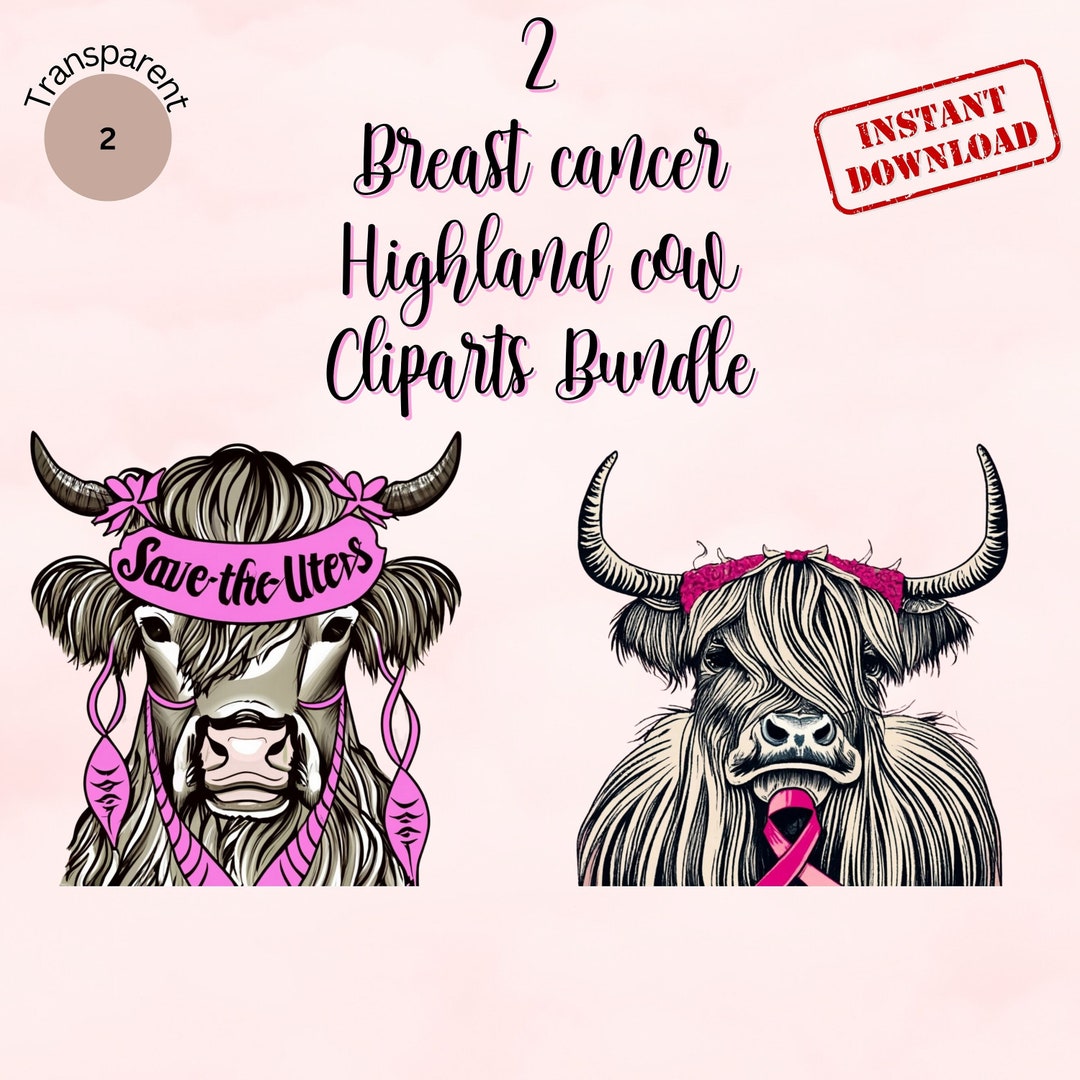 Save the Utters Funny Highland Cow|breast Cancer Highland Cow| Breast ...