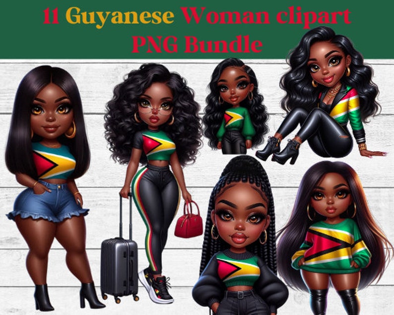 Guyanese Girl Clipart Bundle, Guyana Woman, Fashion Girl Clip Art ...