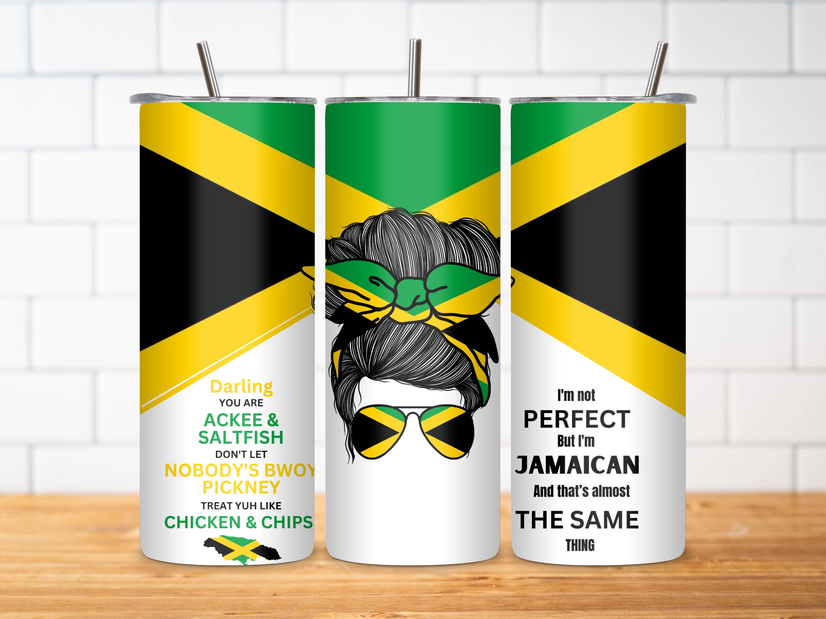 Funny Jamaican 20oz Skinny Tumbler Wrap| Jamaica Tumbler Wrap| Jamaica ...