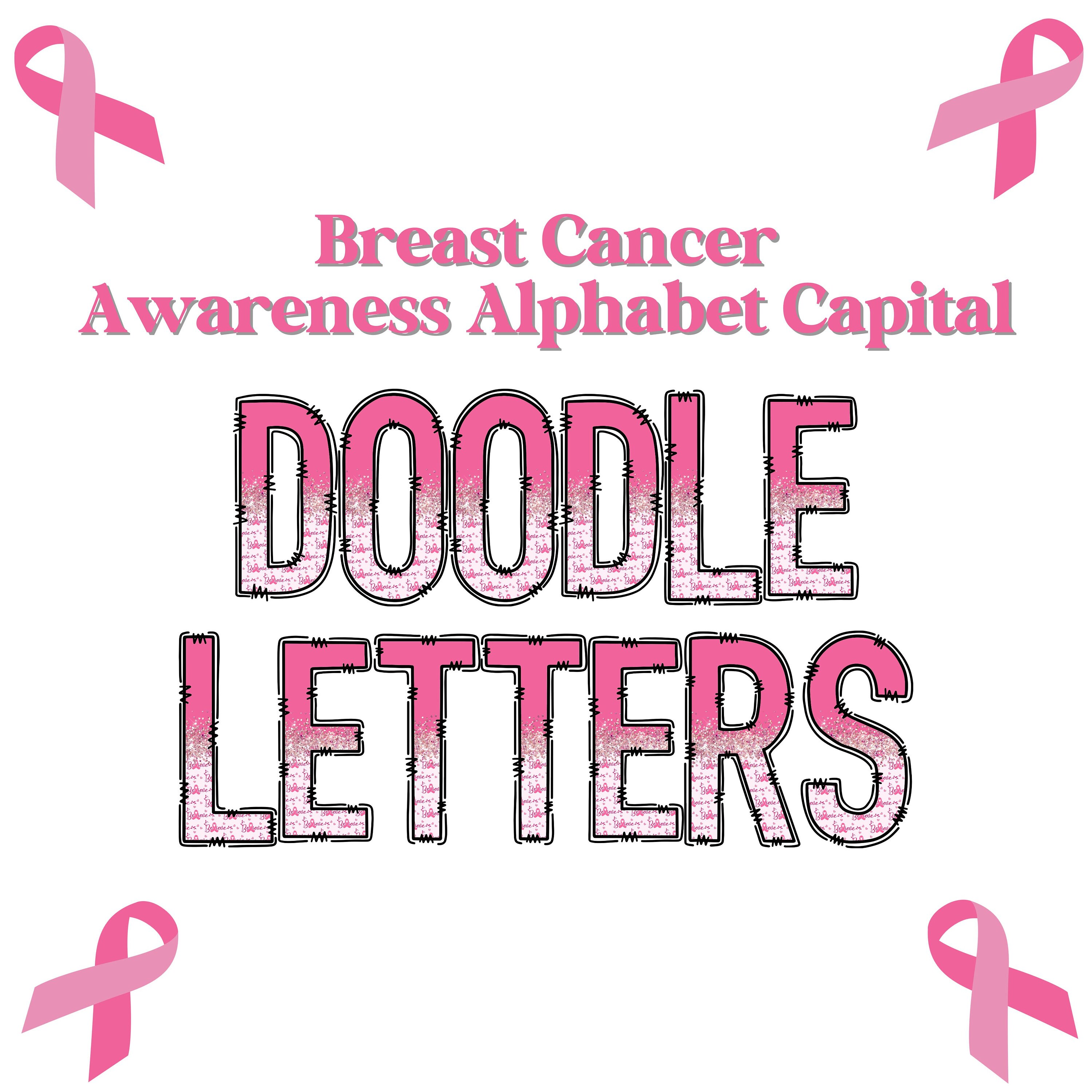 Breast Cancer Awareness Alphabet Letters PNG Files Alpha Doodle Letters ...