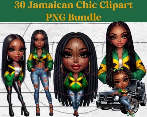 Jamaica Girl Clipart Bundle, Jamaican Woman, Fashion Girl Clip Art ...