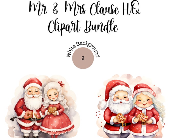 Santa and Mrs Claus Clipart, Watercolor Style, Transparent Background ...