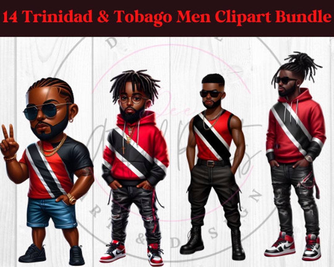 Trinidad and Tobago Men Clipart Bundle, Trinidadian Man, Black Man ...